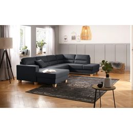 Wohnlandschaft Home Affaire, B:313cm H:85cm, grau, Sofas, "Navan, komfortabel mit viel Platz, U-Form", wahlweise mit Bettfunktion und Kopfstütze