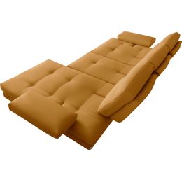 Ecksofa Calia italia, B:278cm H:90cm T:153cm, orange, Leder BULL (100% Leder), Wohnzimmer, Sofas, "Toby Wing, Komfortsofa der Extraklasse, bequem,