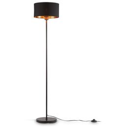 B.K.LICHT Stehlampe "BKL1417 Stehleuchte Vintage, mit Fußtaster, Lampenschirm aus Stoff", 1, Ø 30cm H: 141,5cm, 1 Stk., schwarz, Wohnzimmer,