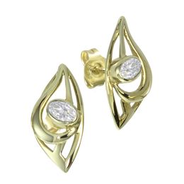 OSTSEE-SCHMUCK Damen Paar Ohrstecker "OSTSEE-SCHMUCK Ohrstecker Sabia Ohrstecker Sabia", 19 x 9mm, Gelbgold 333, gelb, Gelbgold 333, Ohrringe