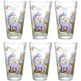 Leonardo Gläser-Set "Dino BAMBINI AVVENTURA", Ø 8cm x 13cm, 300ml, 6 Stk., bunt, Trinkgefäße, 300 ml, 6-teilig