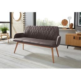 Sitzbank Home Affaire, B:160cm H:88cm T:60cm, braun, Leder, Esszimmer, Sitzb&auml;nke, "Brest", Schuhbank, Garderobenbank, Bank Breite 160 cm
