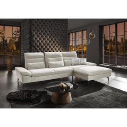 Ecksofa Hukla, B:309cm H:103cm T:193cm, beige, 100% recyceltes Polyester, Wohnzimmer, Sofas, "HU-HP22156 L-Form", inkl. Kopfpolsterverstellung,