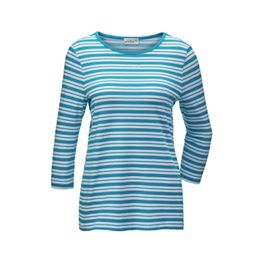 GOLDNER Damen 3/4-Arm-Shirt "Ringelshirt mit U-Boot-Ausschnitt", wei&szlig;, Gr. 38, Obermaterial: 95% Baumwolle CO. 5% Elasthan EL., Shirts