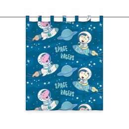 Vorhang Peppa Pig, B:140cm H:160cm, blau, Voile, Polyester, Kinderzimmer, Gardinen, "Peppa Pig Glow in the dark"