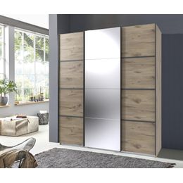 Schwebet&uuml;renschrank wimex, B:180cm H:208cm T:65cm, braun, Holzwerkstoff, Spanplatte, Schr&auml;nke, "Jork Kleiderschrank mit Spiegel, schwarze