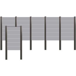 TETZNER & JENTZSCH Sichtschutzelement "ROUNDROCK 4", H/L: 180cm x 6,3m, Pfosten: 7 Stk., grau, TETZNER & JENTZSCH, Garten, Zaunelemente, Satiniertes Glas in