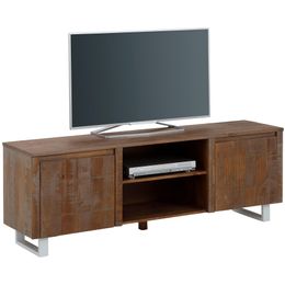 Lowboard Home Affaire, B:160cm H:55cm T:40cm, braun, Massivholz, Wohnzimmer, Sideboards, "Lagos", Kommode aus massivem Kiefernholz, mit wei&szlig;