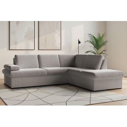 Sit & More Ecksofa SIT & MORE, B:238cm H:82cm T:202cm, grau, 100% Polyester, Wohnzimmer, Sofas, "Moreno L-Form, B: 238 cm", mit Armteilverstellung, optional