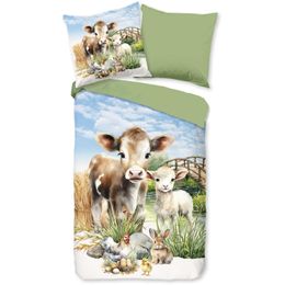 Kinderbettwäsche, bunt, PURE LUXURY COLLECTION, Microfaser, Obermaterial: 100% Polyester, Bettwäsche, "Farm animals", Mikrofaser, 135x200, 2 Teilig,