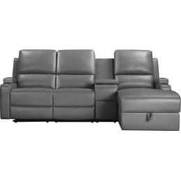 Ecksofa Home Affaire, B:240cm H:105cm T:155cm, grau, Sofas, "NAPORI Multimediasofa, 3er Kinosessel XXL, L-Form, 3 Bezugsstoffe", Kinosofa mit