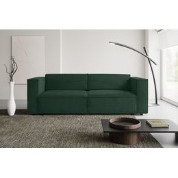 Schlafsofa WERK2, B:252cm H:76cm T:99cm, grün, 90% Polyester, 10% Nylon, Wohnzimmer, Sofas, "Kansas Breite 252 cm, mit extragroßer Liegefläche
