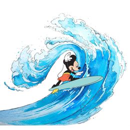 Komar Vliestapete "Digitaldruck Vlies - Mickey Surfing - Gr&ouml;&szlig;e 300 x 280 cm", B/L: 300mm x 280mm, Rollen:, bunt, Wohnzimmer, Tapeten, Kinderzimmer