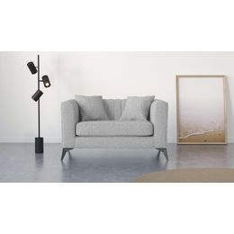Loveseat Home Affaire, B:130cm H:74cm T:86cm, grau, 100% Polyester, Sessel, "MATTHEW Loungesessel, Maße B/T/H: 130/86/74 cm", incl. Zierkissen, feine