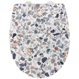 WC-Sitz Wenko, B:36,5cm L:45cm, bunt, Edelstahl, Thermoplast, WC-Sitze, "Terrazzo High Gloss", Thermoplast