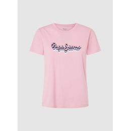 Pepe Jeans Damen T-Shirt "ENARA", pink, Gr. L, Jersey, Obermaterial: 100% Baumwolle, Shirts