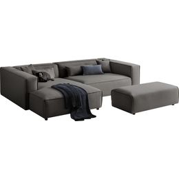 Ecksofa, B:288cm H:66cm T:198cm, grau, LeGer Home by Lena Gercke, 100% Polyester, Sofas, "PIARA XXL, L-Form, Schlaffunktion, Cord, Leinenoptik o.