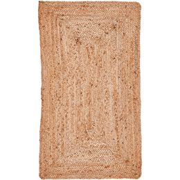 Teppich LUXOR living, B:65cm H:6mm L:130cm, beige, Jute, Wohnzimmer, Teppiche, "Salo", Juteteppich, handgeflochten, Flecht Design, 100% Naturfaser