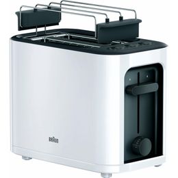 Braun Toaster "PurEase HT 3010 WH - 2 Schlitze, 7 Stufen, Auftau- Aufwärmfunktion", B:25cm H:24cm T:15cm, weiß, Toaster, 1.000 W, Kunststoff,