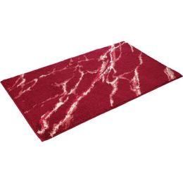 Badematte Vossen, H:16mm, rot, Polyacryl, Badematten, "&raquo;Marble&laquo;"