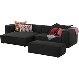 Ecksofa W.Schillig, B:300cm H:66cm T:164cm, schwarz, Longlife Xtra-Leder Z59: Glattleder mit modischer Pr&auml;gung. Hautst&auml;rke 0, 9 - 1, 1 mm,