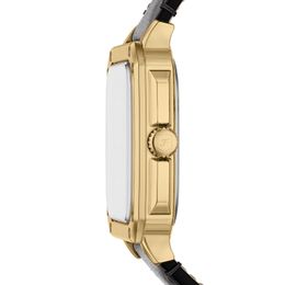 Fossil Herren Quarzuhr "Crosby"schwarz, goldfarben, Armbanduhren, Armbanduhr, Herrenuhr, Lederarmband, analog, Tag