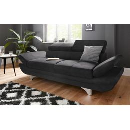 2-Sitzer COTTA, B:218cm H:75cm T:104cm, schwarz, Struktur (100% Polyester );Chenille (90% Polyester; 10% Polyamid ), Sofas, "Enterprise", Big-Sofa,