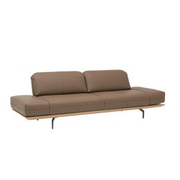 4-Sitzer, B:252cm H:117cm T:129cm, braun, CREATION BY ROLF BENZ, Leder Oskar - echtes Leder;Flachgewebe DONNA (76% Polyester 24% Polyacryl), Sofas,