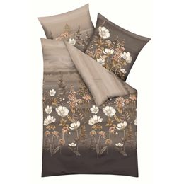 Bettwäsche Kaeppel, braun, Mako-Satin, Obermaterial: 100% Baumwolle, Bettwäsche, "Moody Floral"