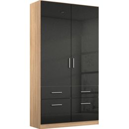 Dreht&uuml;renschrank Rauch, B:91cm H:210cm T:54cm, grau, Holzwerkstoff, Schr&auml;nke, "Kleiderschrank Schrank Garderobe Schlafzimmerschrank CELLE", in 4
