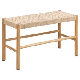 Bank ACTONA GROUP, B:80cm H:45cm T:35cm, wei&szlig;, Massivholz, Garten, Sitzb&auml;nke, "Alvin, Sitzbank, E&szlig;zimmerbank", Bank, natur, Papiergeflecht, mit