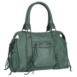 Samantha Look Damen Shopper, gr&uuml;n, Leder, vintage, Taschen, echt Leder, Made in Italy