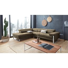 Ecksofa W.Schillig, B:281cm H:71cm T:230cm, schwarz, Flachgewebe S22 (100% Polyester);Stoff S37 (100% Polyester);Longlife Xtra-Leder Z59: Glattleder
