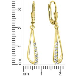 Firetti Damen Paar Ohrh&auml;nger "Schmuck Geschenk Gold 375 Ohrschmuck Patentbrisur Glitzer", Gelbgold 375, gelb, Gelbgold 375, Ohrringe, mit Zirkonia