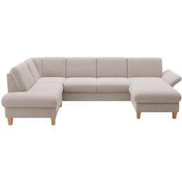 Wohnlandschaft Home Affaire, B:314cm H:90cm T:195cm, grau, 100% Polyester, Sofas, "Rochelle, U-Form", optional mit Armteilverstellung, mit