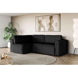 Ecksofa OTTO HOME, B:250cm H:86cm T:166cm, schwarz, 100% Polyester, Wohnzimmer, Sofas, "Zacharia wahlweise Schlafsofa mit Bettkasten, B/T/H