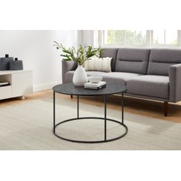 Couchtisch Salesfever, B:80cm H:45cm T:80cm, schwarz, Metall, Glas, Tische, "Couchtisch für gemütliche Stunden", Glasplatte mit Strukturoptik