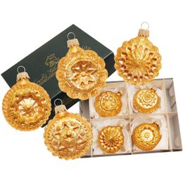 Christbaumschmuck "Glaskugelformen, Breite ca. 5 cm", B:5cm H:6cm T:3cm, gold, KREBS GLAS LAUSCHA, Weihnachtsbaumschmuck, Weihnachtsdeko,