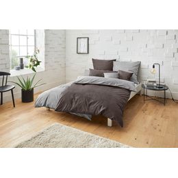 Wendebettw&auml;sche Bruno Banani, grau, Biber, Obermaterial: 100% Baumwolle, Bettw&auml;sche, "Merlin in Gr. 135x200 oder 155x220 cm", Baumwollbettw&auml;sche,