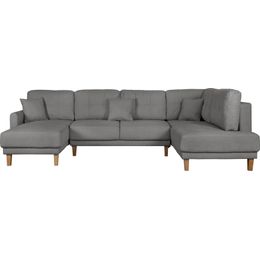 Wohnlandschaft Home Affaire, B:310cm H:90cm T:192cm, grau, 88% Polyester, 9% Rayon, 3% Nylon, Sofas, "TRIPLO U-Form wahlweise mit Schlaffunktion,