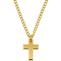 s.Oliver Herren Kette mit Anhänger "Kreuz", Edelstahl, L: 50, gold, Edelstahl, Halsketten