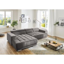 Ecksofa DIE PLANBAR, B:329cm H:73cm T:190cm, grau, 100% Polyester, Wohnzimmer, Sofas, "MP-IN15053 L-Form extra breiter Schenkel", mit