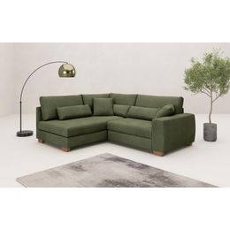 Ecksofa MR. COUCH, B:227cm H:68cm T:190cm, grün, Novaclean Avanti (100% Polyester), Wohnzimmer, Sofas, "Hilla L-Form", Mit Federkern, wahlweise mit