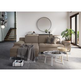 Sit & More Ecksofa SIT & MORE, B:270cm T:163cm, braun, Wohnzimmer, Sofas, "Latigo L-Form", mit Recamiere, wahlweise mit Bettfunktion und Bettkasten