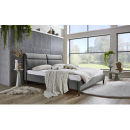 Polsterbett, B:195cm H:110cm L:224cm, grau, ATLANTIC HOME COLLECTION, 100%PES, Betten, "Madita, 180x200cm, mit organischer Kopfteilform", luxuri&ouml;s