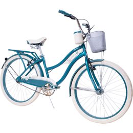 Huffy Cruiser "Huffy Deluxe Cruiser Mattes Smaragdgr&uuml;n 26-Zoll", 38cm, 26 Zoll (66,04cm) hinten: 26 Zoll (66,04cm), blau, Fahrr&auml;der