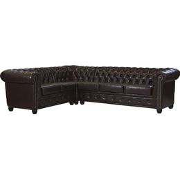 Chesterfield-Sofa Home Affaire, B:264cm H:72cm T:210cm, braun, Luxus-Microfaser Lederoptik (100% Polyester);Kunstleder, Sofas, "Rysum L-Form",