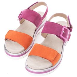 Ara Damen Plateausandaletten "MALAGA", Gr. 39, pink, Ziegenveloursleder, Schuhe, Plateausandale, Klettschuh in Bequemweite G (= weit)