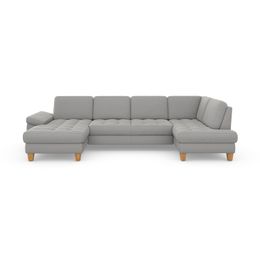 Sit & More Wohnlandschaft SIT & MORE, B:338cm H:88cm T:172cm, silber, 90% Polyester 10%Polyamid, Sofas, "Westham U-Form", wahlweise mit Bettfunktion,