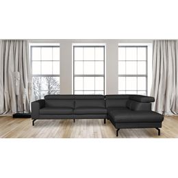 Ecksofa Places of Style, B:305cm H:76cm T:233cm, schwarz, Bezug: Luxus-Mikrofaser (100%Polyester);Bezug: NaturLEDER, Wohnzimmer, Sofas, "Olanta,